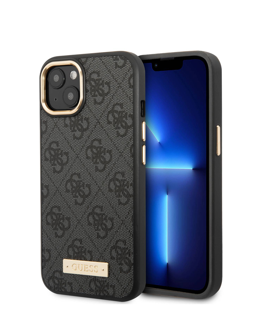 Guess Magsafe 4G PU Case With Metal Plate Logo iPhone 14 - Black