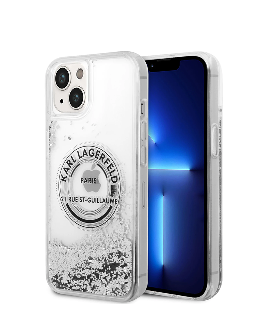 Karl Lagerfeld Liquid Glitter RSG Hard Case for iPhone 14 - Silver