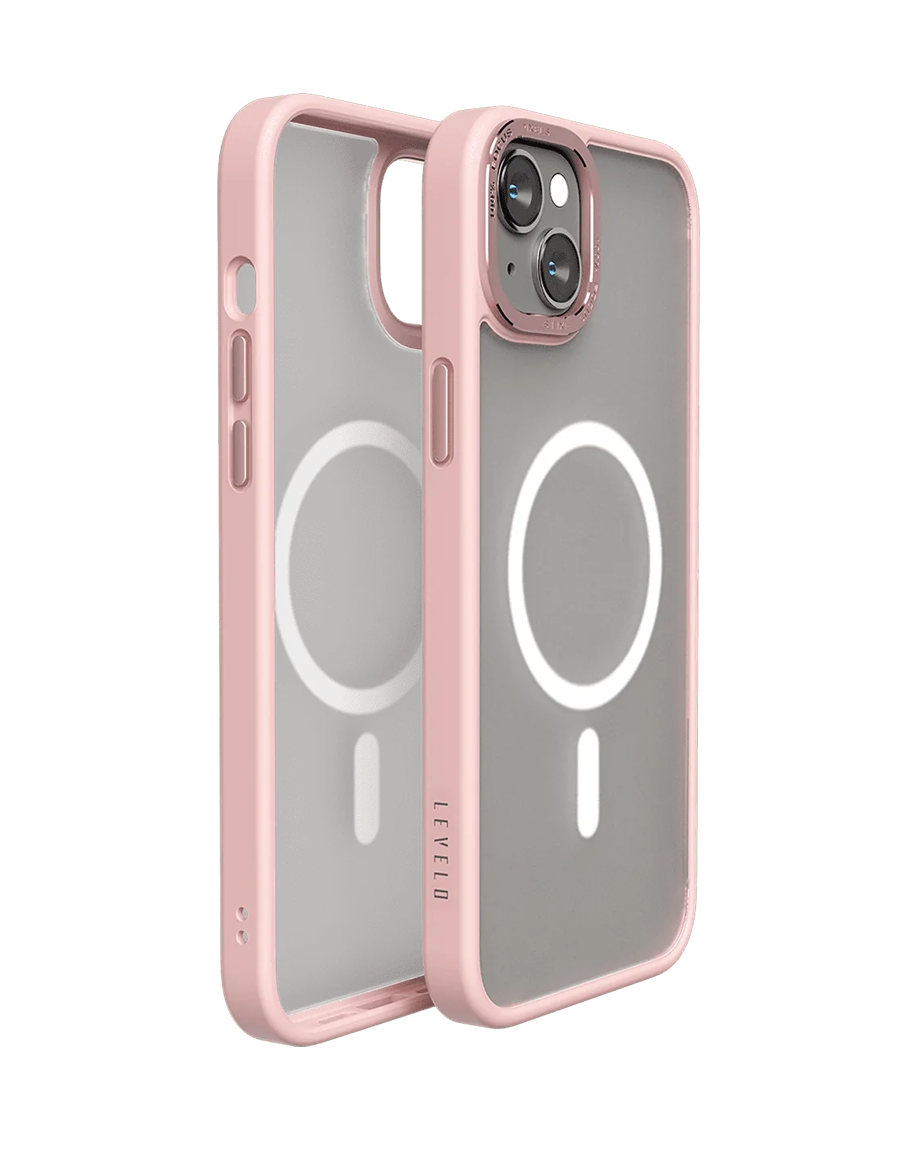 Levelo Magsafe Kayo iPhone 14 Plus Matte Back Case - Matte Clear/Pink