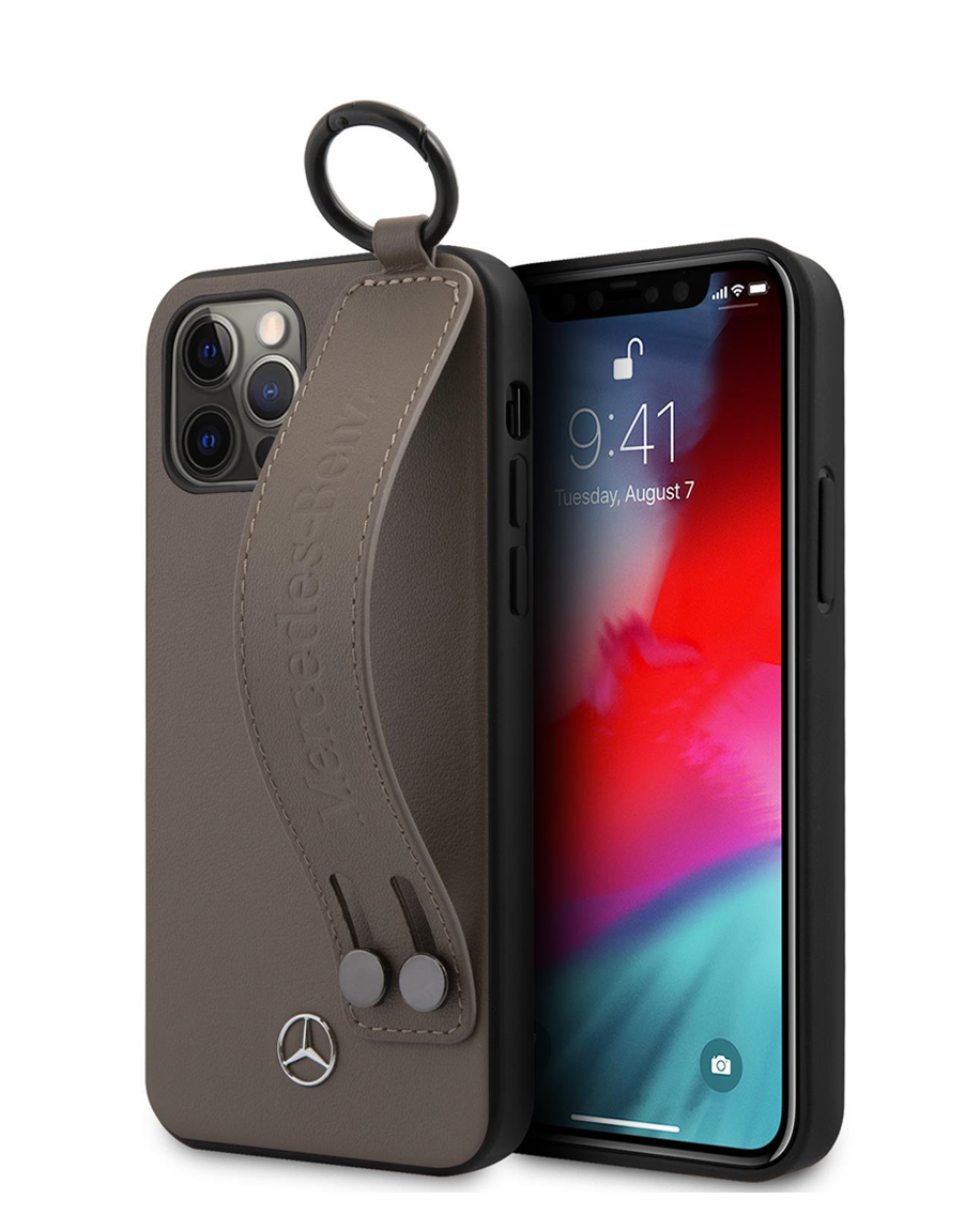 Mercedes-Benz Leather Case Hand Strap for iPhone 12 / 12 Pro - Walnut Brown