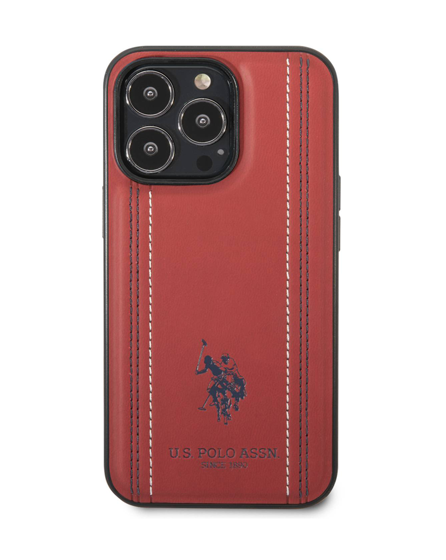 USPA PU Leather Case With Stitched Lines Double Line & Horse Logo For ...