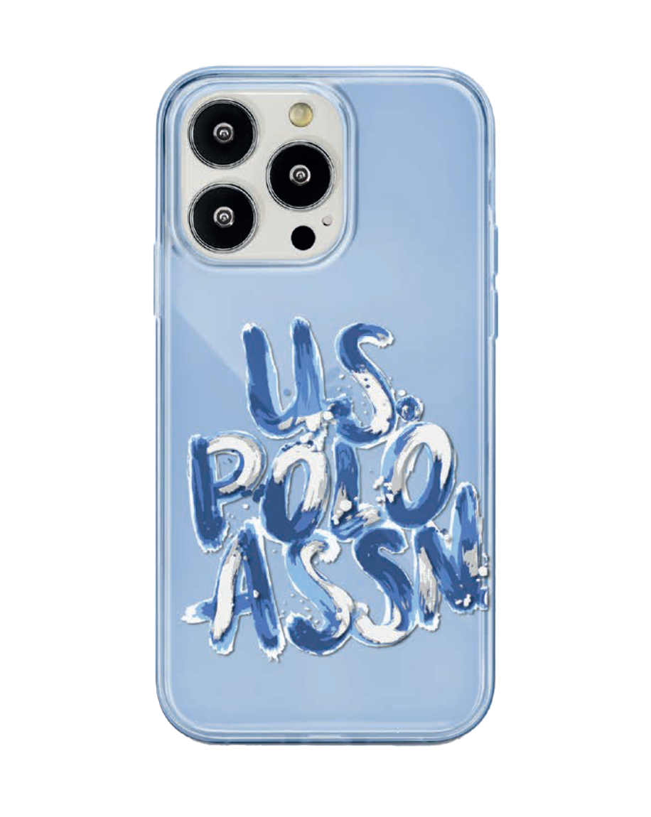 USPA PC/TPU Tranparent Case With Graffiti Logo For iPhone 14 Pro Max - Blue